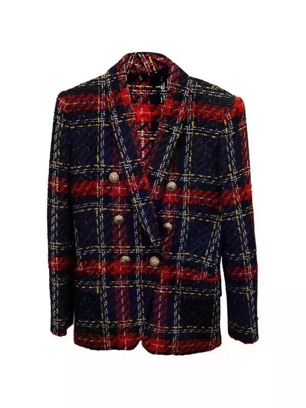 Balmain Tartan Double-breasted Blazer