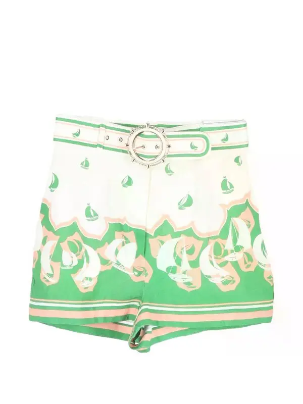 Zimmermann Printed Belted Shorts