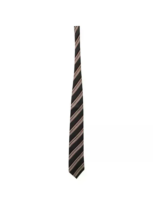 Ermenegildo Zegna Striped Silk Neck Tie - Black