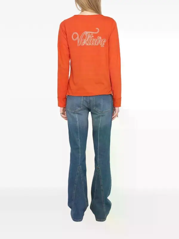 Zadig&Voltaire Henley Striped Long-sleeve Top - Orange