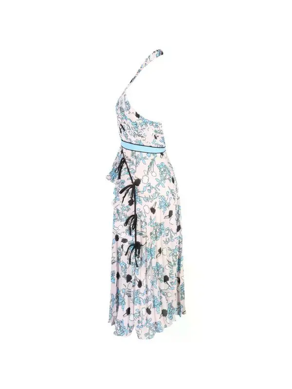 Self-portrait Cross-front Floral Halter Dress - Pink