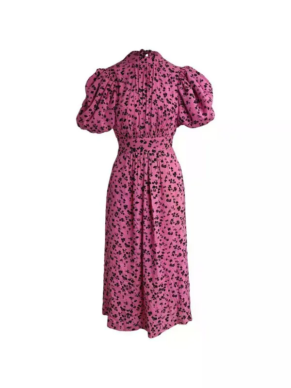 ROTATE BY BIRGER CHRISTENSEN Puffed-sleeve Midi Dress - Pink