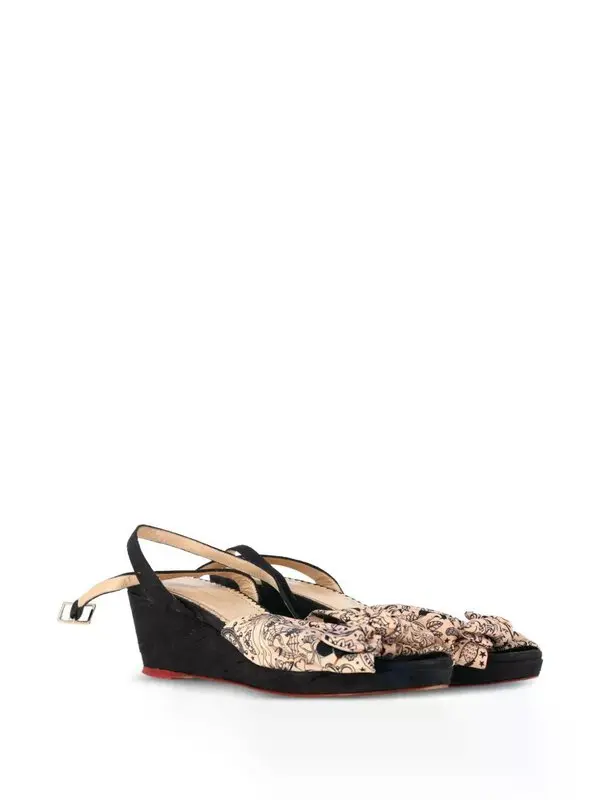 CHARLOTTE OLYMPIA Printed Bow-detail Wedge Sandals