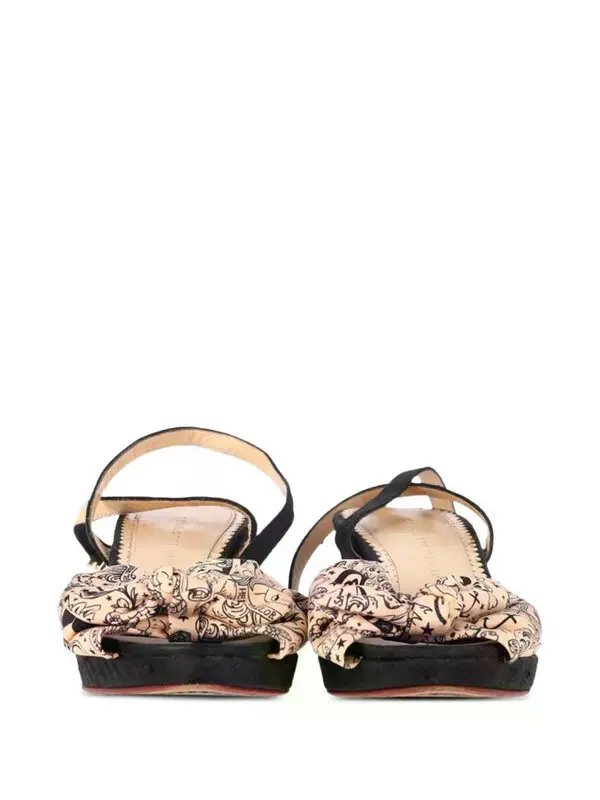 CHARLOTTE OLYMPIA Printed Bow-detail Wedge Sandals