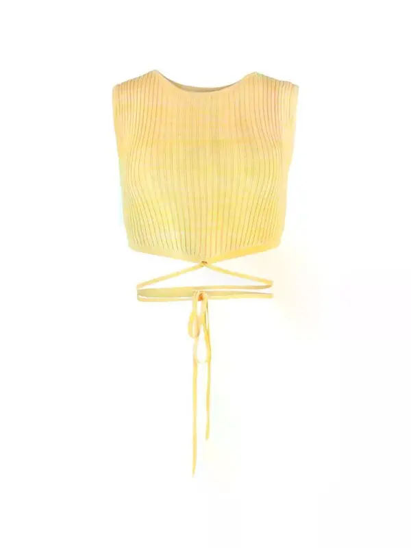 Christopher Esber Wrap-tie Sleeveless Ribbed Crop Top