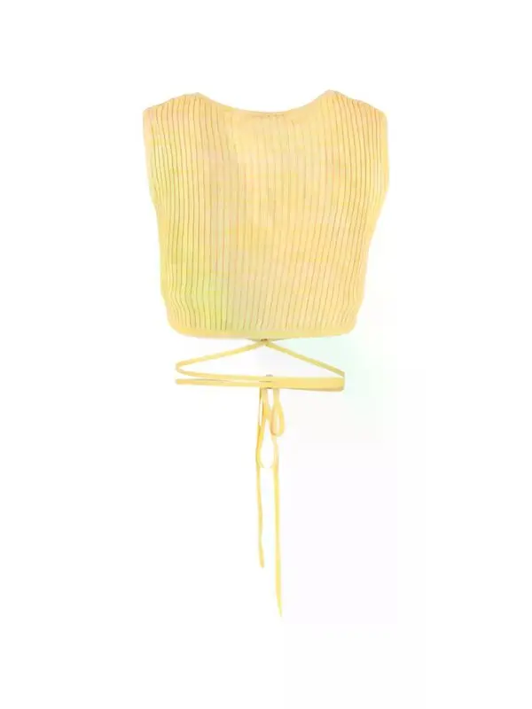 Christopher Esber Wrap-tie Sleeveless Ribbed Crop Top