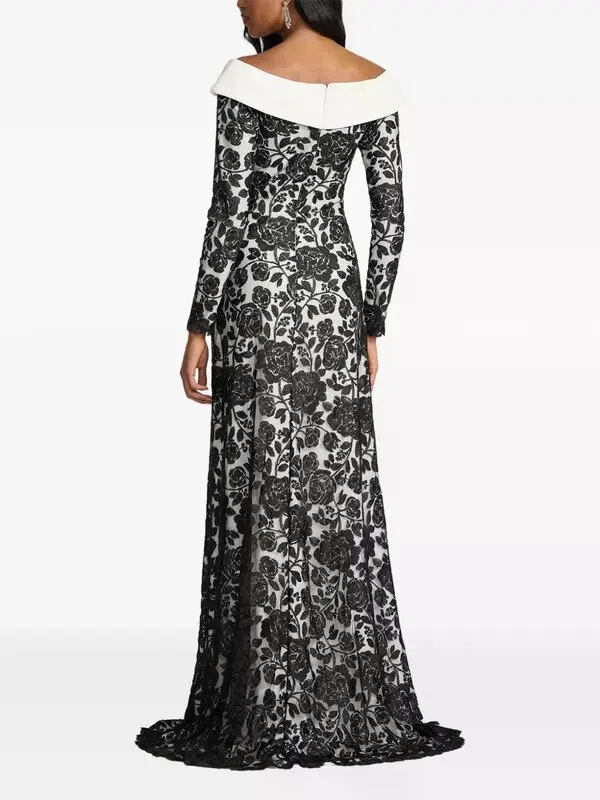 Tadashi Shoji Floral Lace Maxi Dress - White | Editorialist