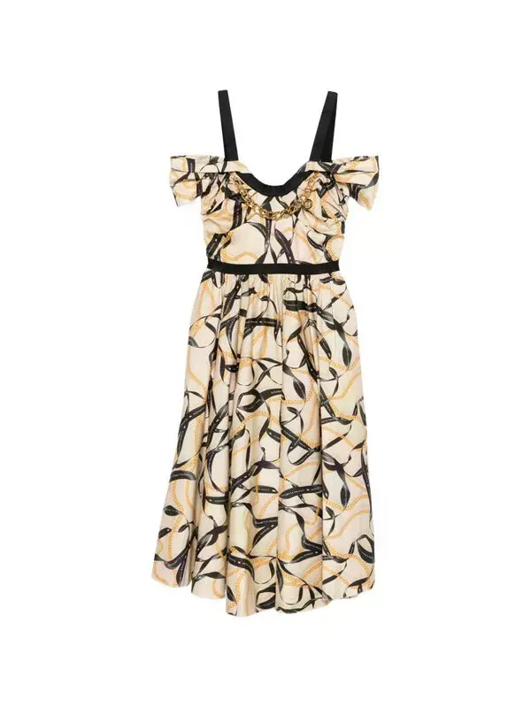 Elisabetta Franchi Ruffled Midi Dress - Neutrals