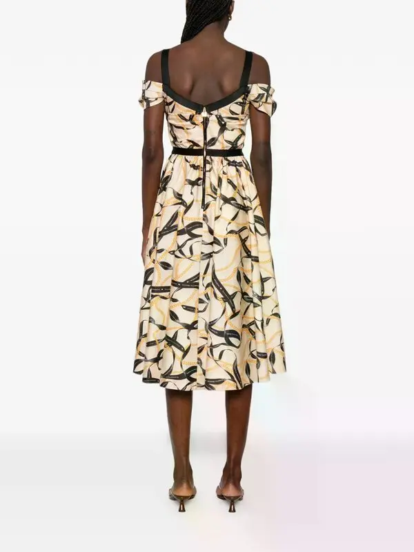 Elisabetta Franchi Ruffled Midi Dress - Neutrals
