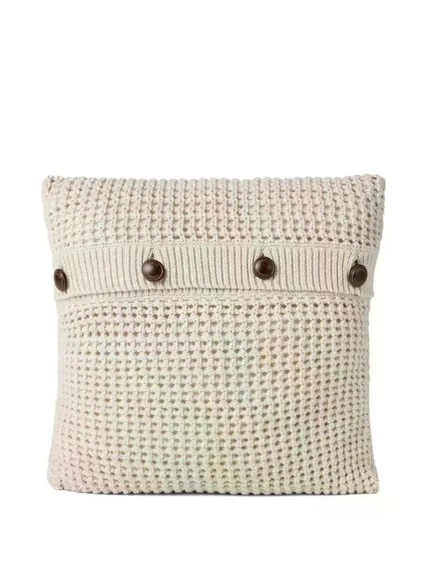 Brunello Cucinelli Buttoned Knit Cushion Pillow - Neutrals