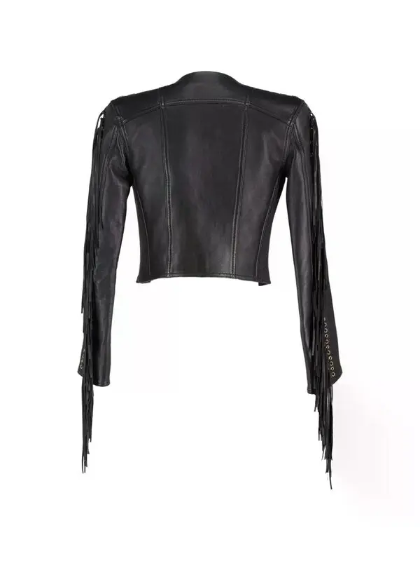 Balmain Fringe Cropped Leather Jacket
