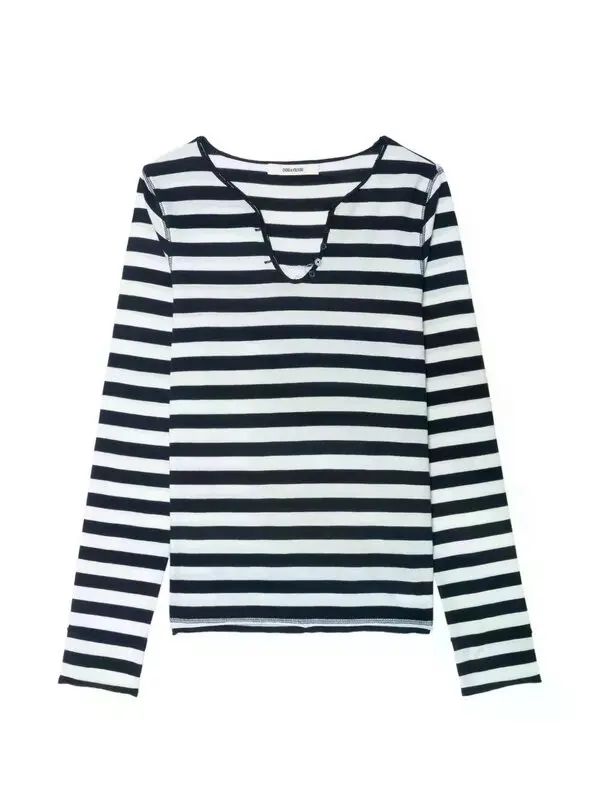 Zadig&Voltaire Striped Embellished Long-sleeve T-shirt - White