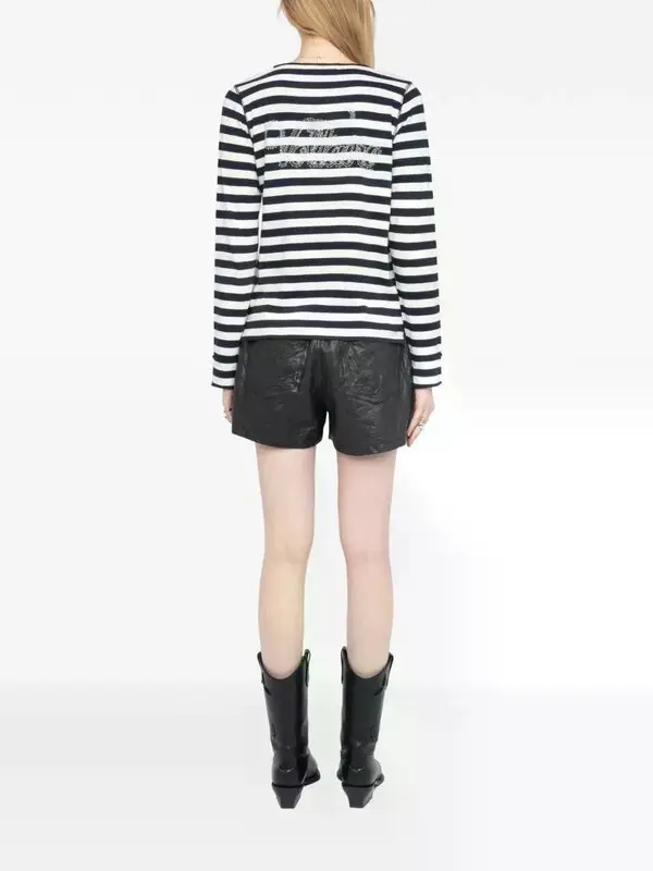 Zadig&Voltaire Henley Striped Long Sleeve T-shirt - White