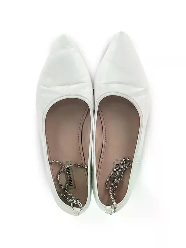 Miu Miu Embellished-strap Pointed-toe Ballet Flats