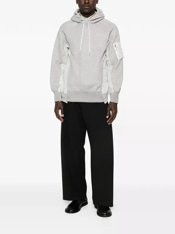 Sacai Hoodie With Zip Detail - Grey