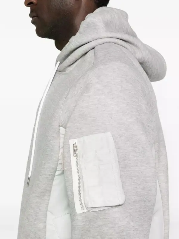 Sacai Hoodie With Zip Detail - Grey