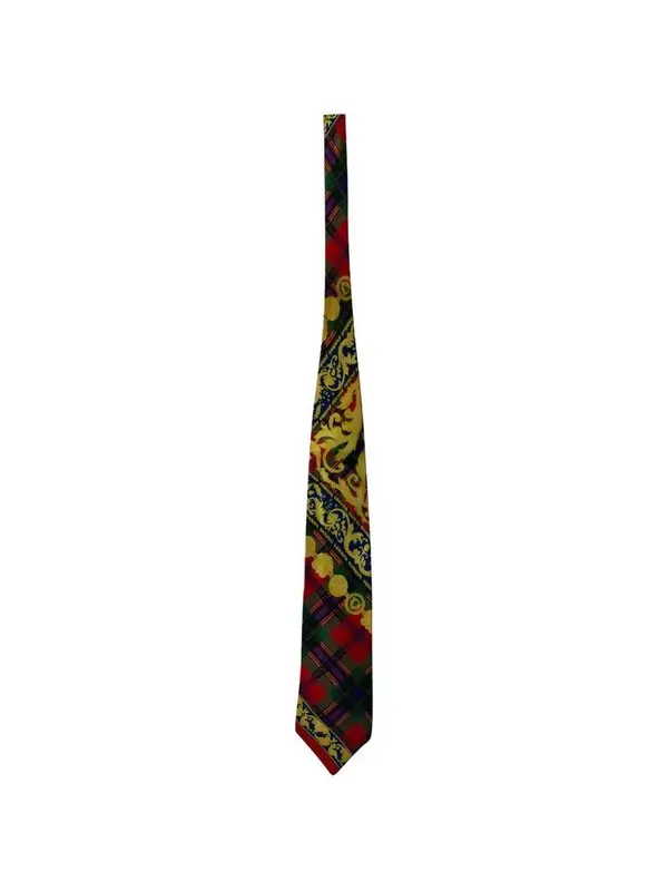 Versace Tartan Silk Neck Tie - Red