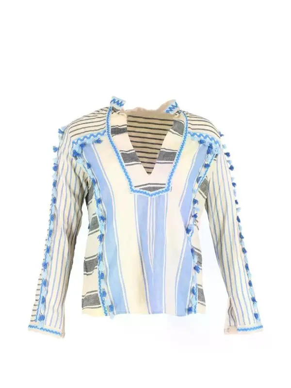 Dodo Bar Or Striped Tassel Blouse