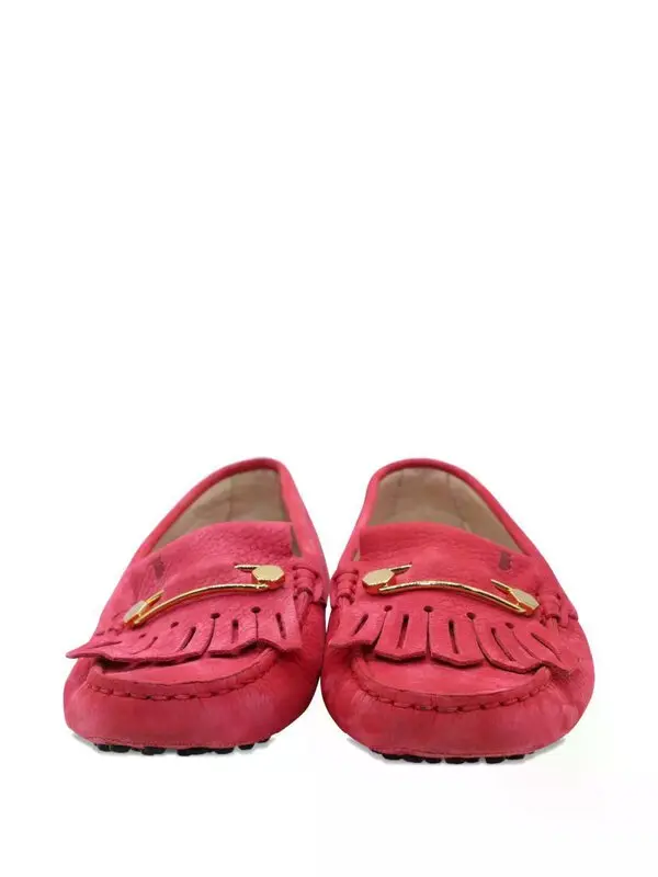 TOD'S Gommino Fringed Leather Loafers - Red