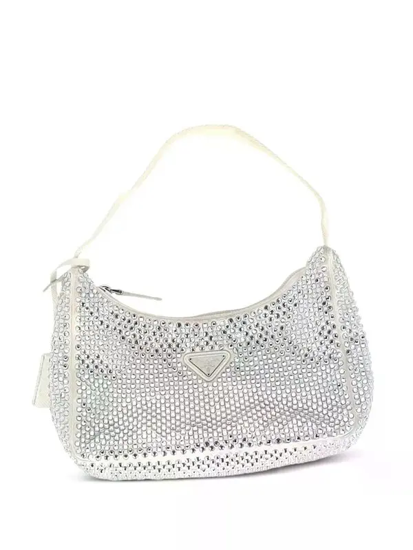 Prada 2000 Crystal-embellished Re-edition 2000 Shoulder Bag - Neutrals