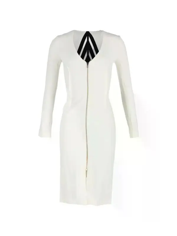 Roland Mouret Front-zip Long-sleeve Midi Dress