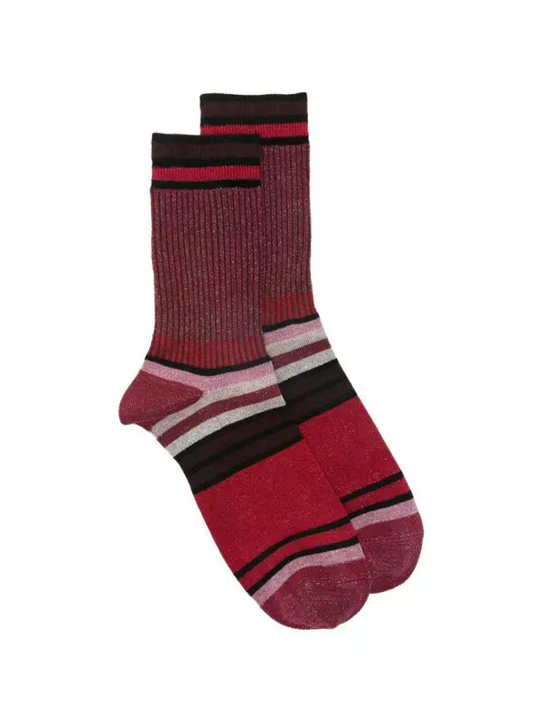 ALTO MILANO Striped Socks - Red