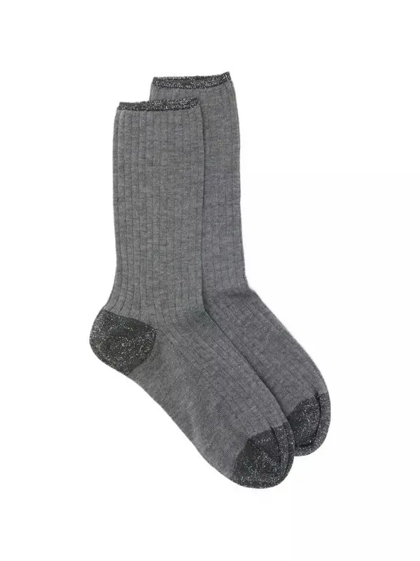 ALTO MILANO Ribbed Trim Socks - Grey