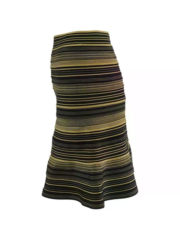 Herve Leger Stripe-pattern Midi Flared Skirt