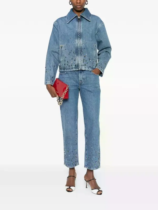 7 For All Mankind Embellished Denim Jacket - Blue