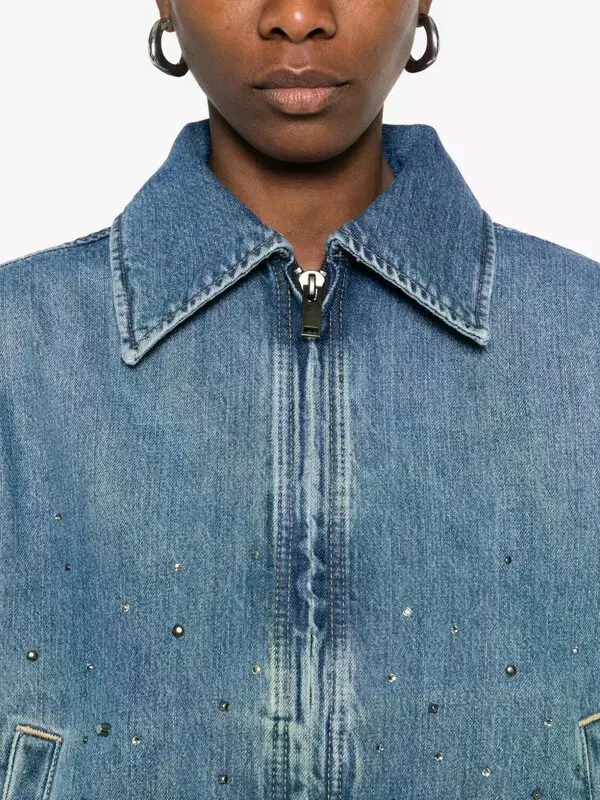 7 For All Mankind Embellished Denim Jacket - Blue