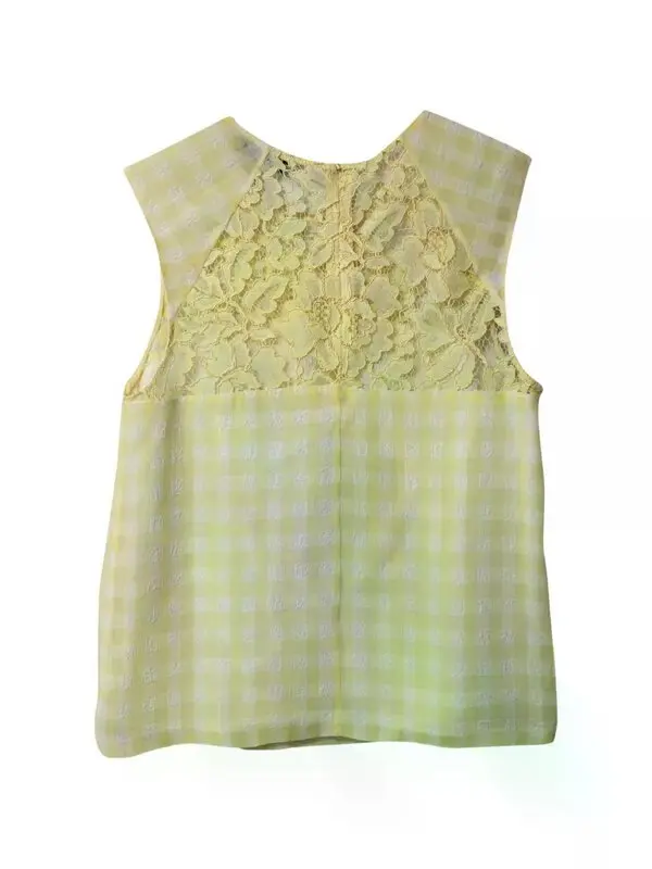 Sandro Checkered Lace Sleeveless Top