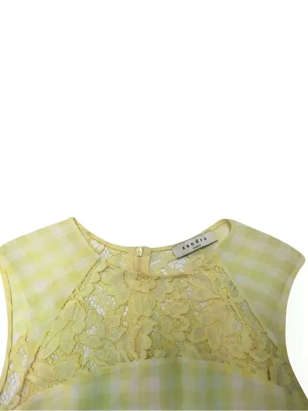 Sandro Checkered Lace Sleeveless Top