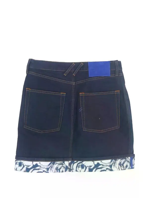 Burberry Printed-hem Denim Mini Skirt