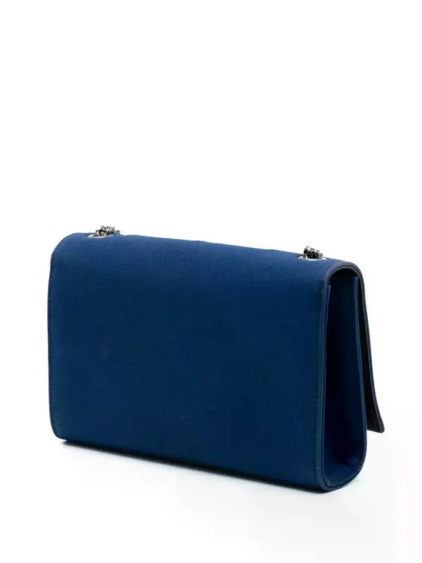 Saint Laurent 2018 Small Star Embroidered Canvas Monogram Kate Crossbody Bag - Blue