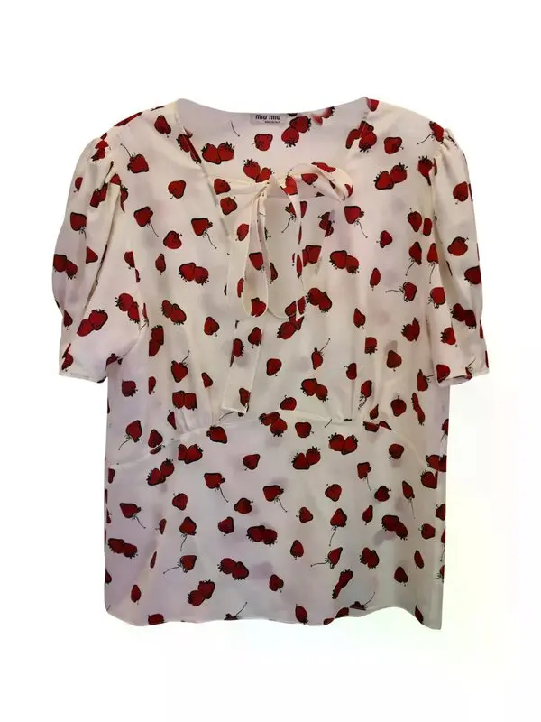 Miu Miu Strawberry-print Silk Top