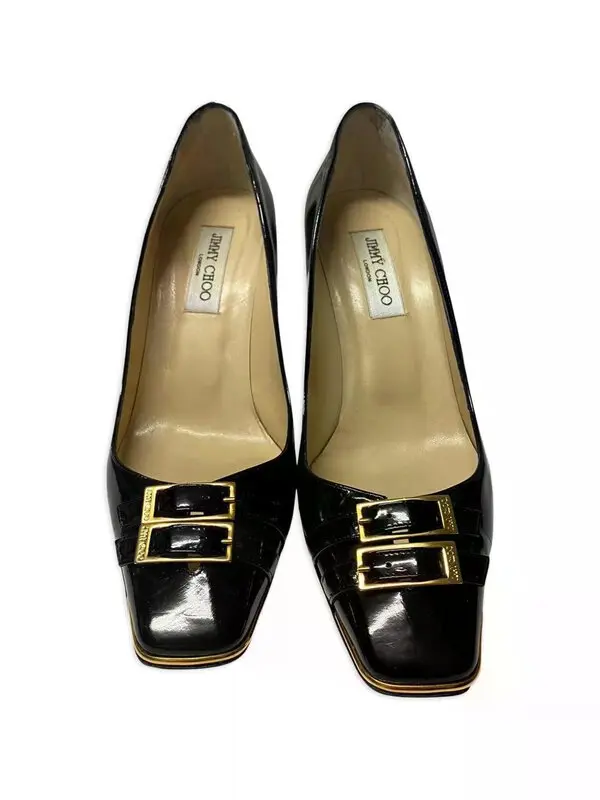JIMMY CHOO Square Toe Buckle Strap Pumps