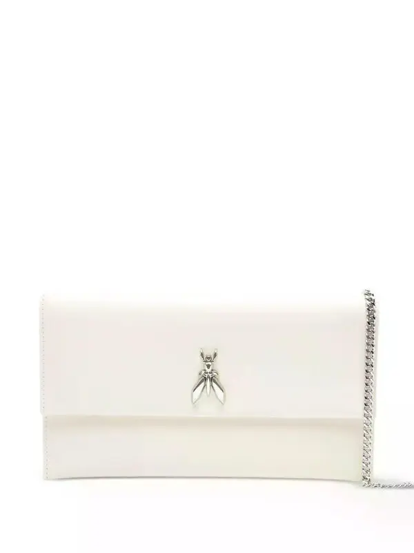 Patrizia Pepe Fly Chain Leather Clutch - Neutrals