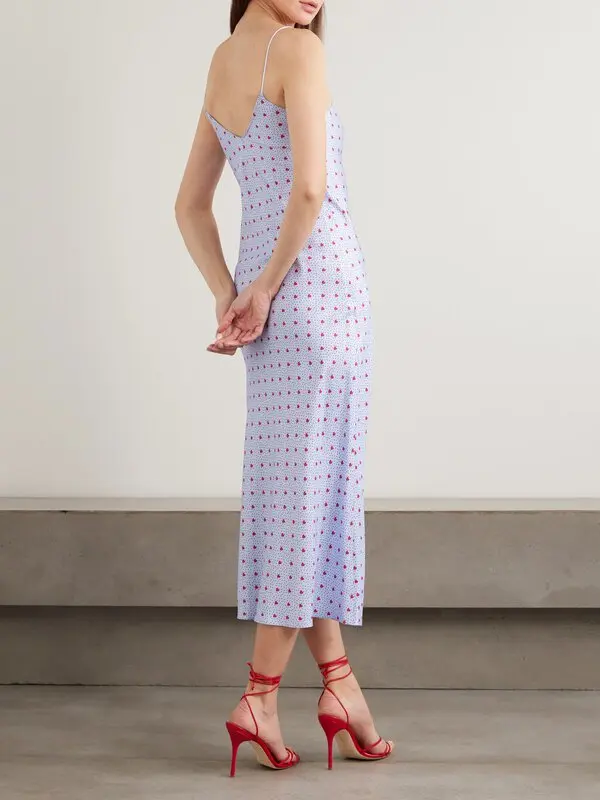 RODARTE Appliquéd Printed Silk-twill Midi Dress