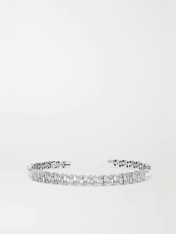 SUZANNE KALAN 18-karat White Gold Diamond Cuff - Silver