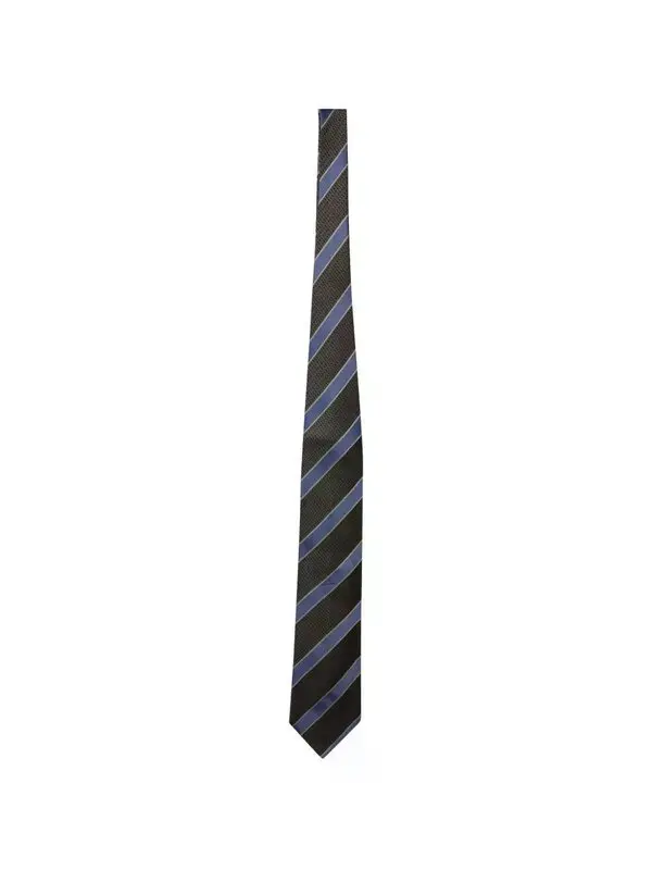 Ermenegildo Zegna Stripe-pattern Silk Neck Tie - Black