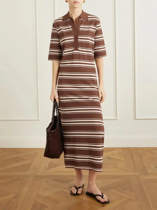 Faithfull The Brand Santiago Striped Cotton-Blend Midi Dress - Brown - 20%  Off | Editorialist