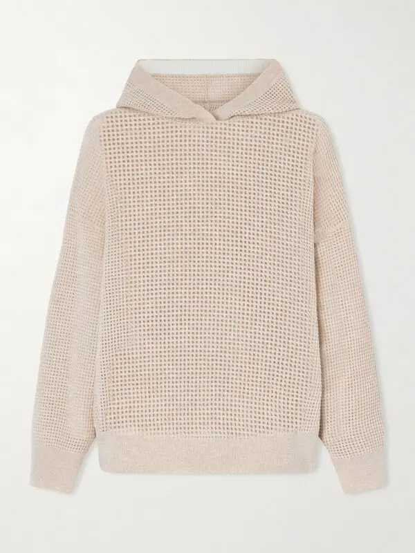 Brunello Cucinelli Waffle-knit Cashmere Hoodie - Neutrals
