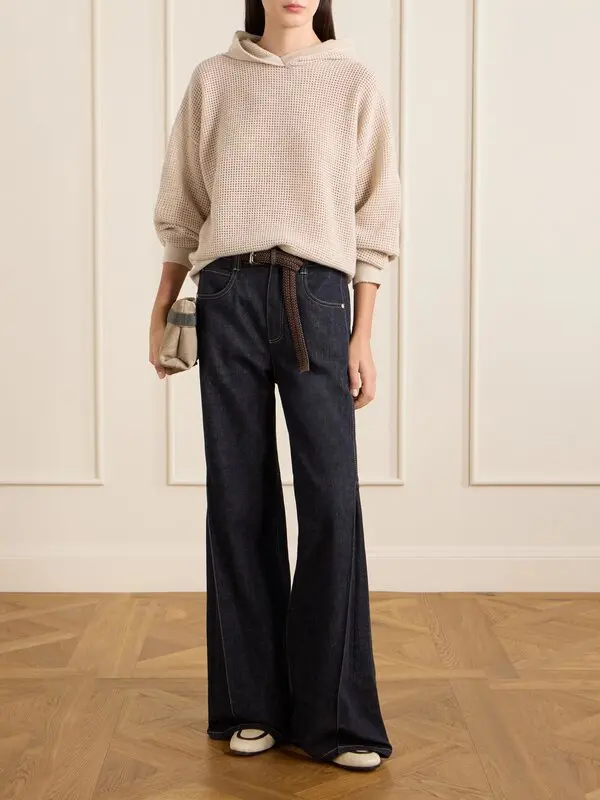 Brunello Cucinelli Waffle-knit Cashmere Hoodie - Neutrals