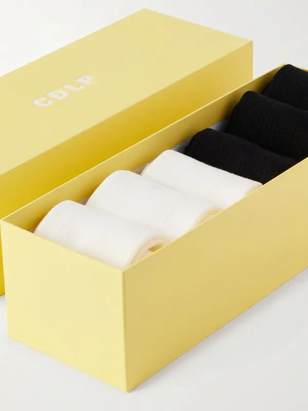 CDLP Ribbed Cotton-blend Socks Set Of Six - Multi