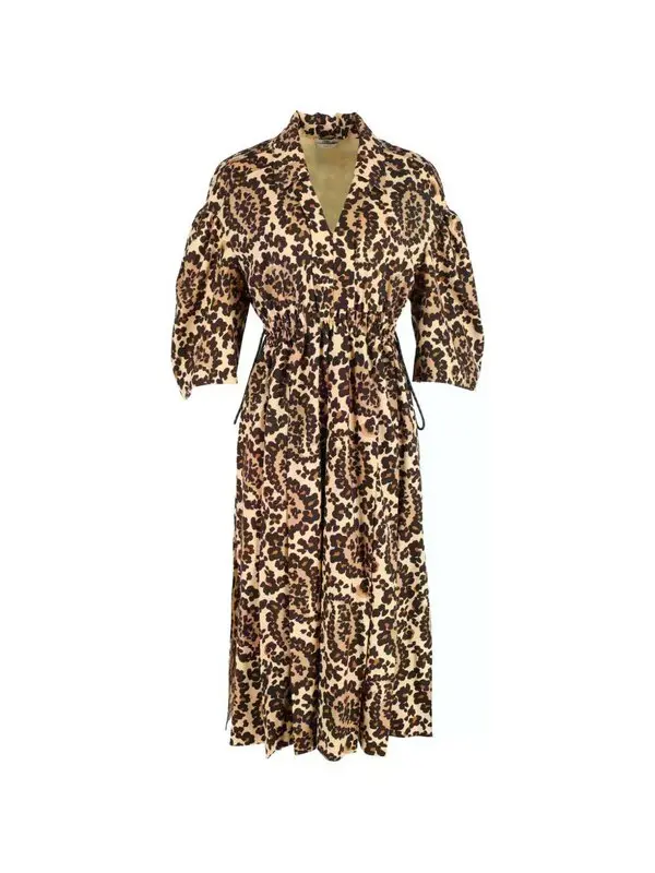 Fendi Leopard-print V-neck Midi Dress
