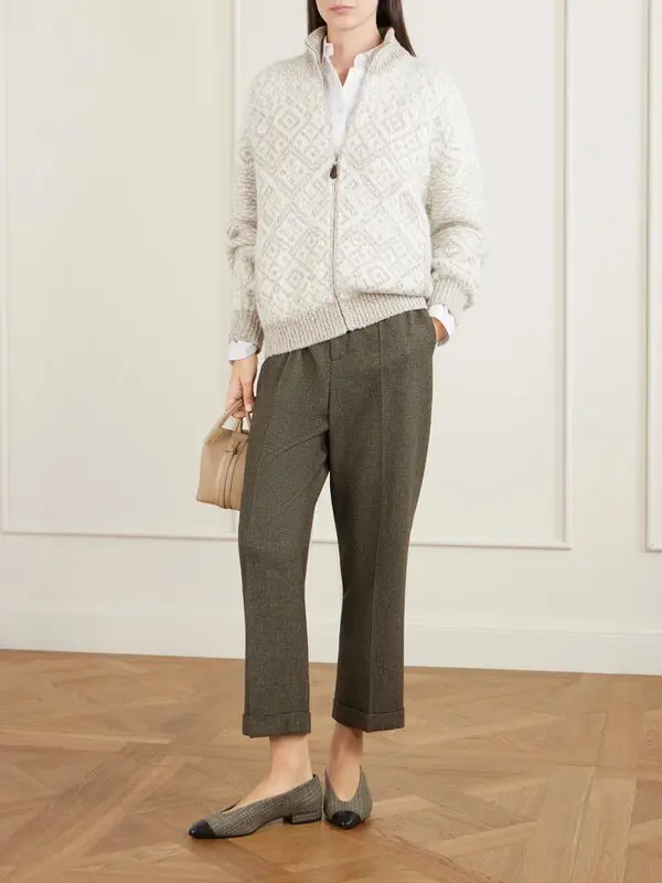 Loro Piana Jacquard-knit Cashmere Cardigan