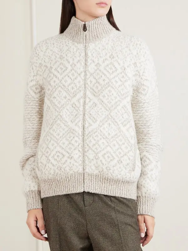 Loro Piana Jacquard-knit Cashmere Cardigan