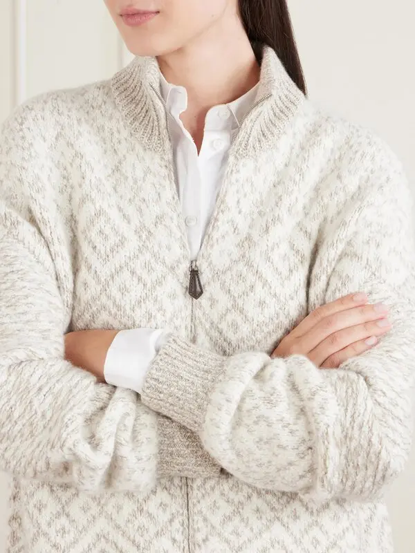 Loro Piana Jacquard-knit Cashmere Cardigan