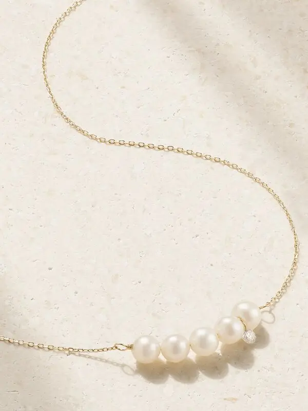 PERSEE Aphrodite 18-karat Pearl And Diamond Necklace - Gold