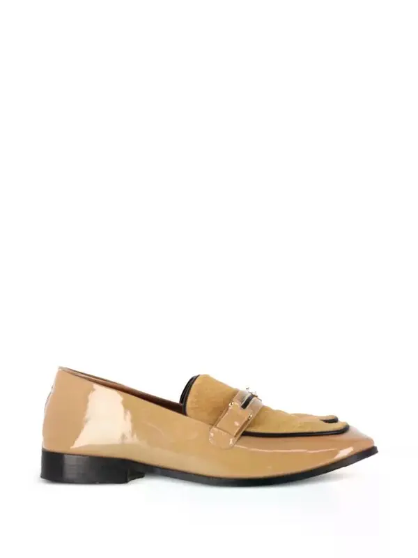 Newbark Melanie Patent Leather Loafers With Fur Panel